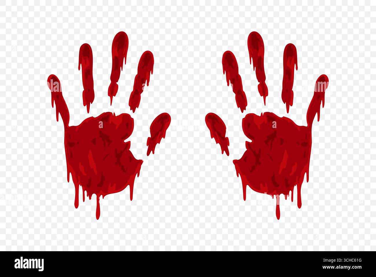 Bloody handprints on transparent background. Horror crime concept ...