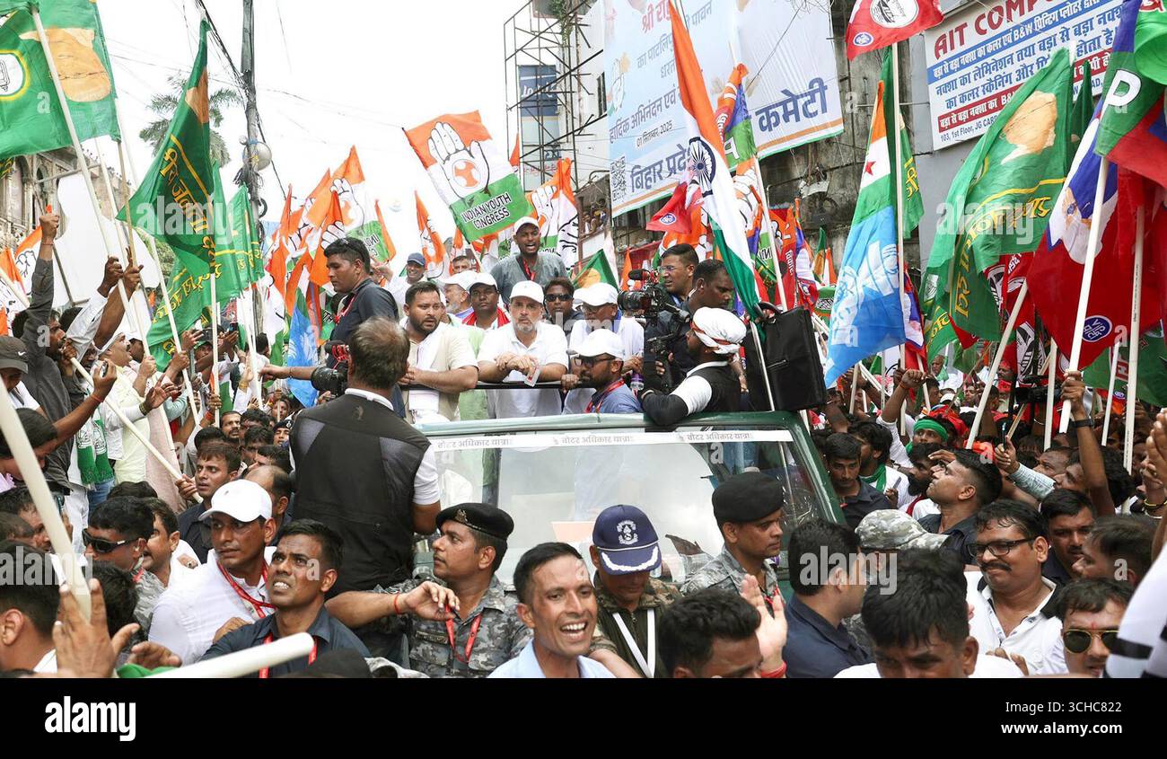 PATNA, INDIA - SEPTEMBER 1: Leader of Opposition in the Lok Sabha and Congress leader Rahul ...
