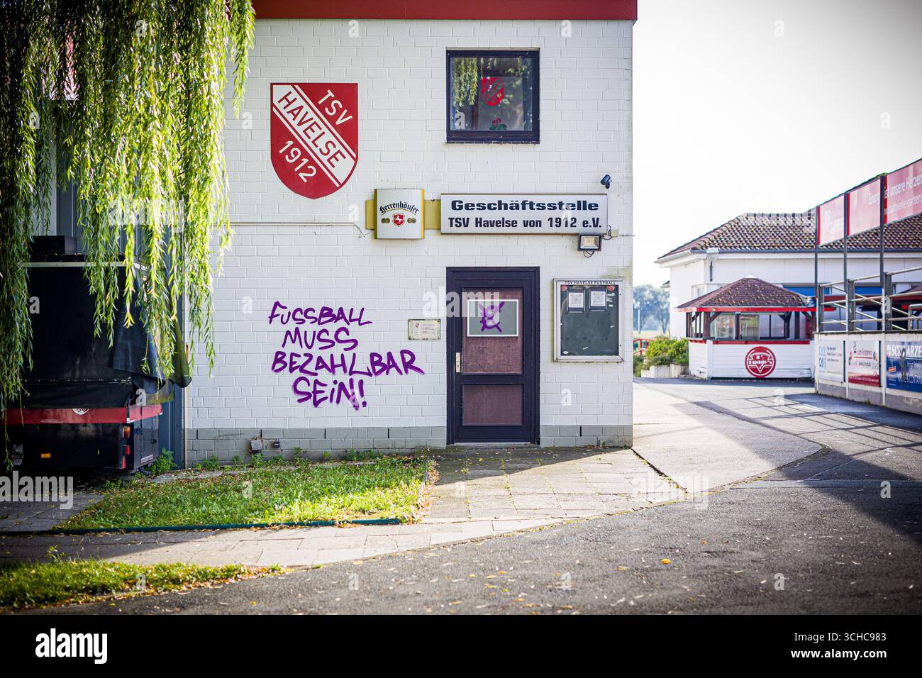 dpatop - 01 September 2025, Lower Saxony, Garbsen: The slogan "Football ...