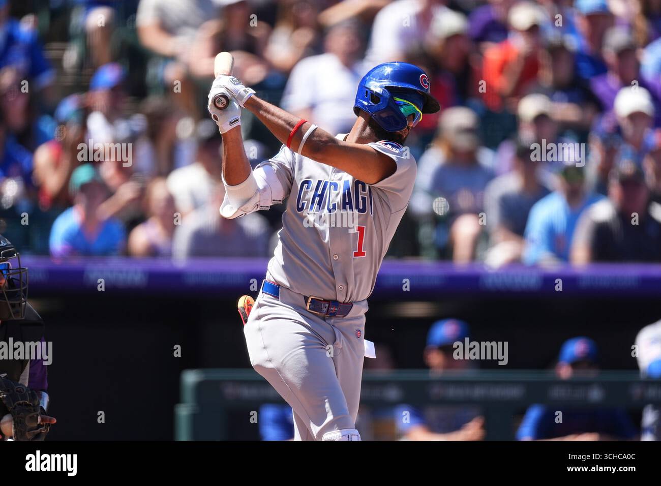 Chicago Cubs second baseman Willi Castro (1) in the second inning of a ...