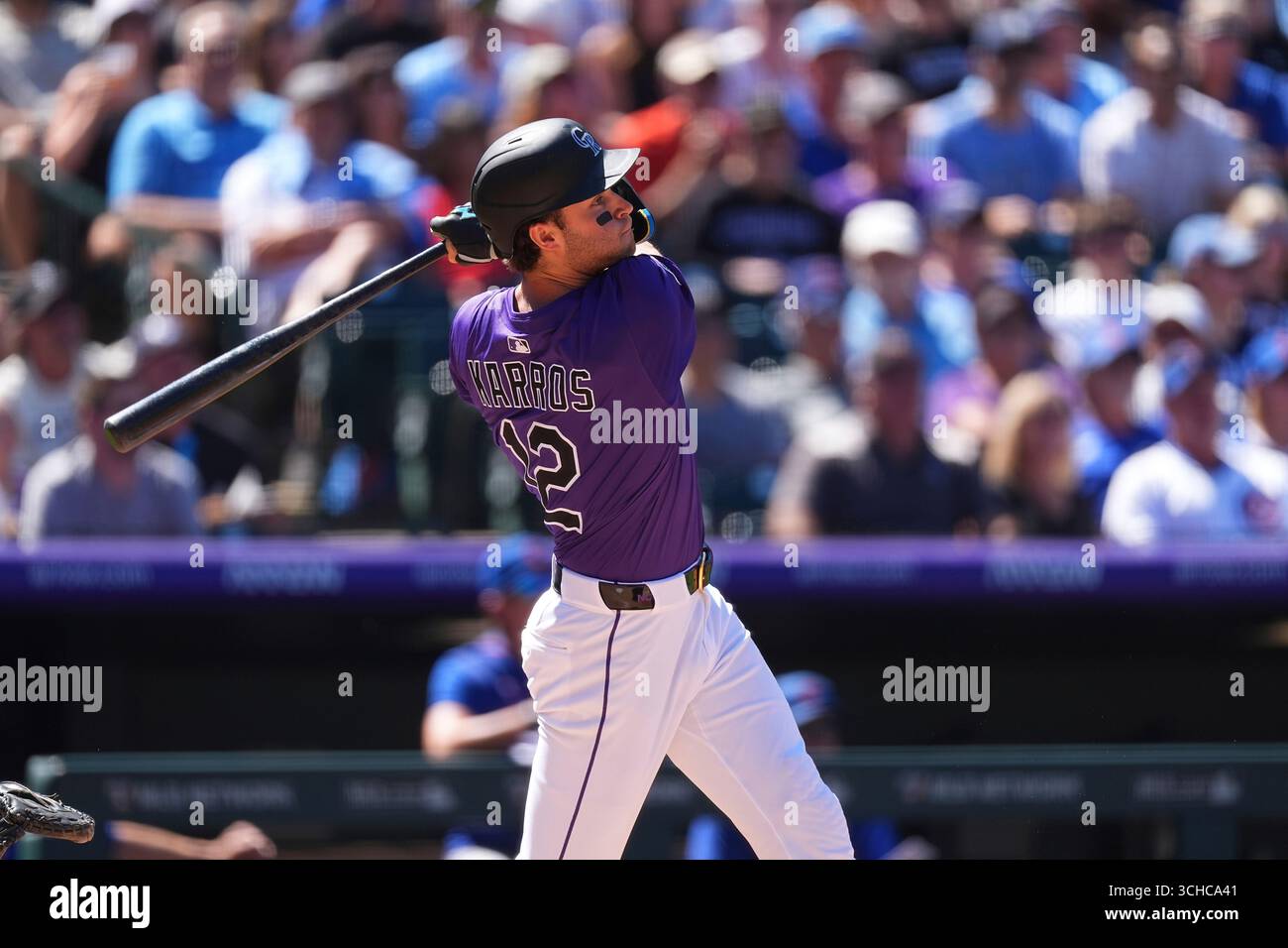 Colorado Rockies third base Kyle Karros (12) in the fourth inning of a ...