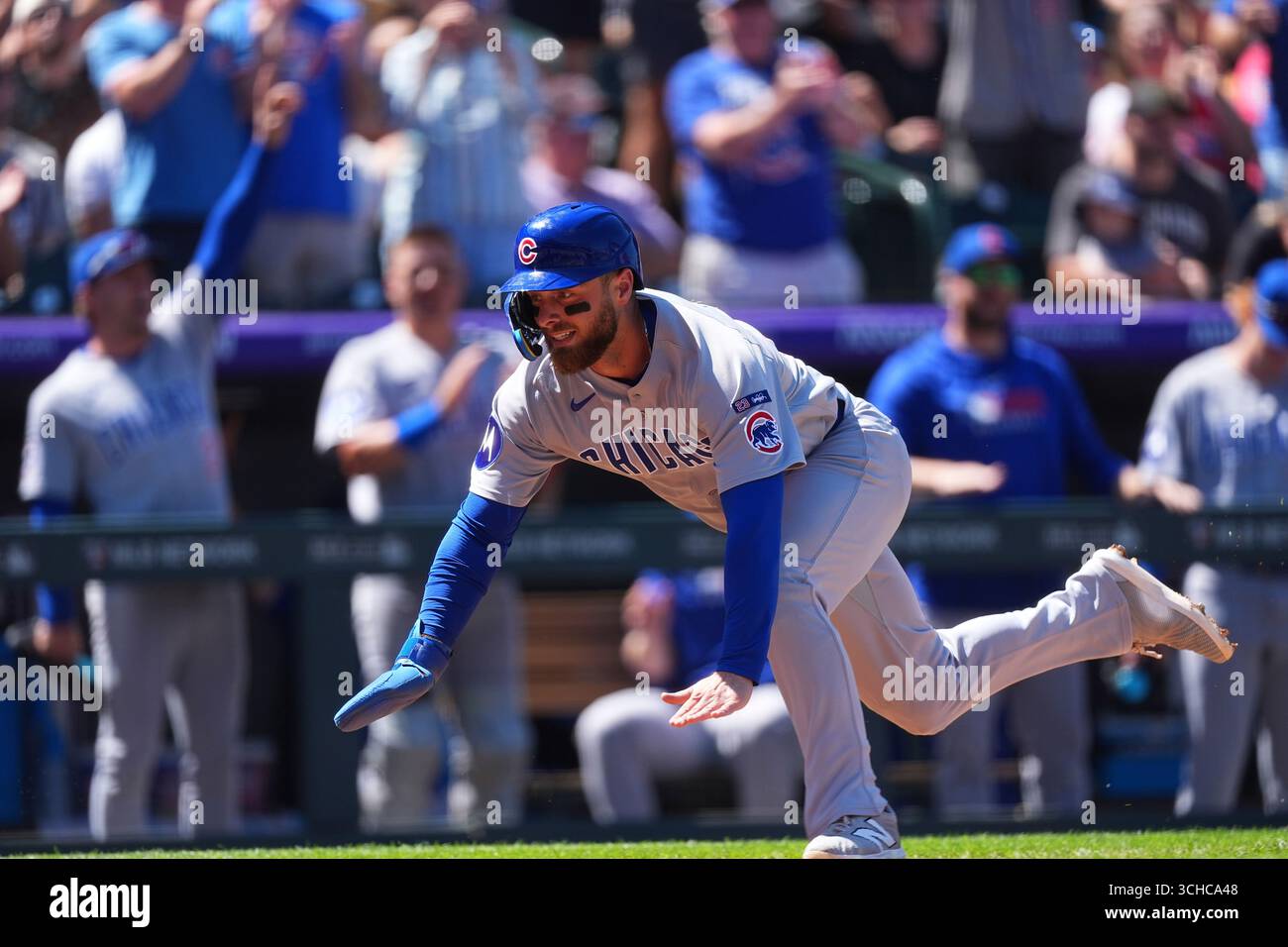 Chicago Cubs first baseman Michael Busch (29) in the third inning of a ...