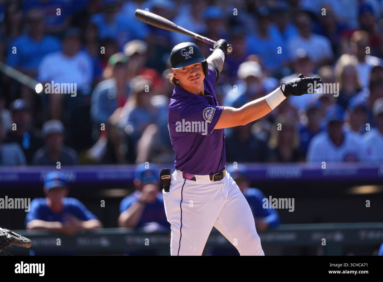 Colorado Rockies left fielder Jordan Beck (27) in the seventh inning of ...