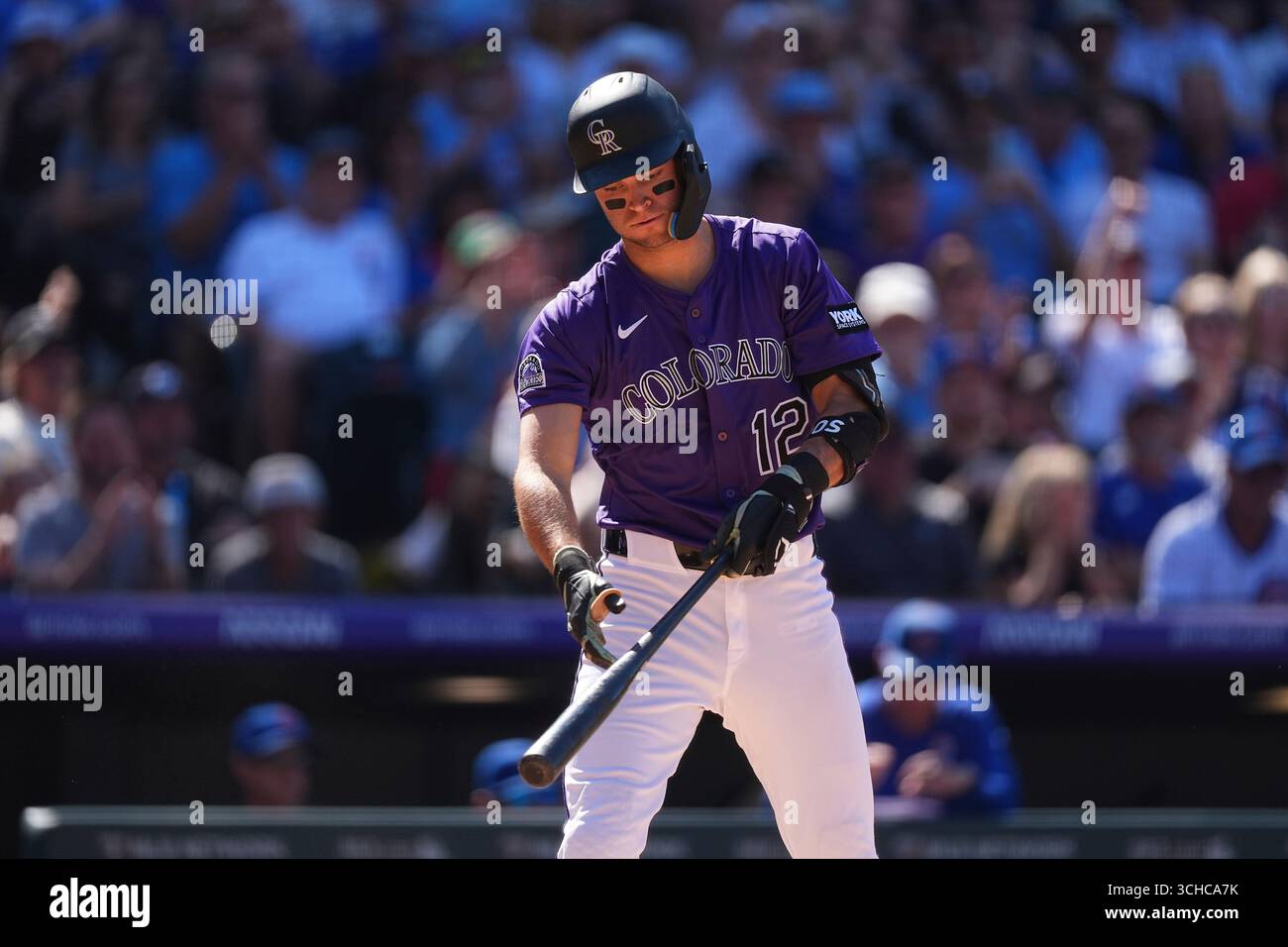 Colorado Rockies third base Kyle Karros (12) in the seventh inning of a ...