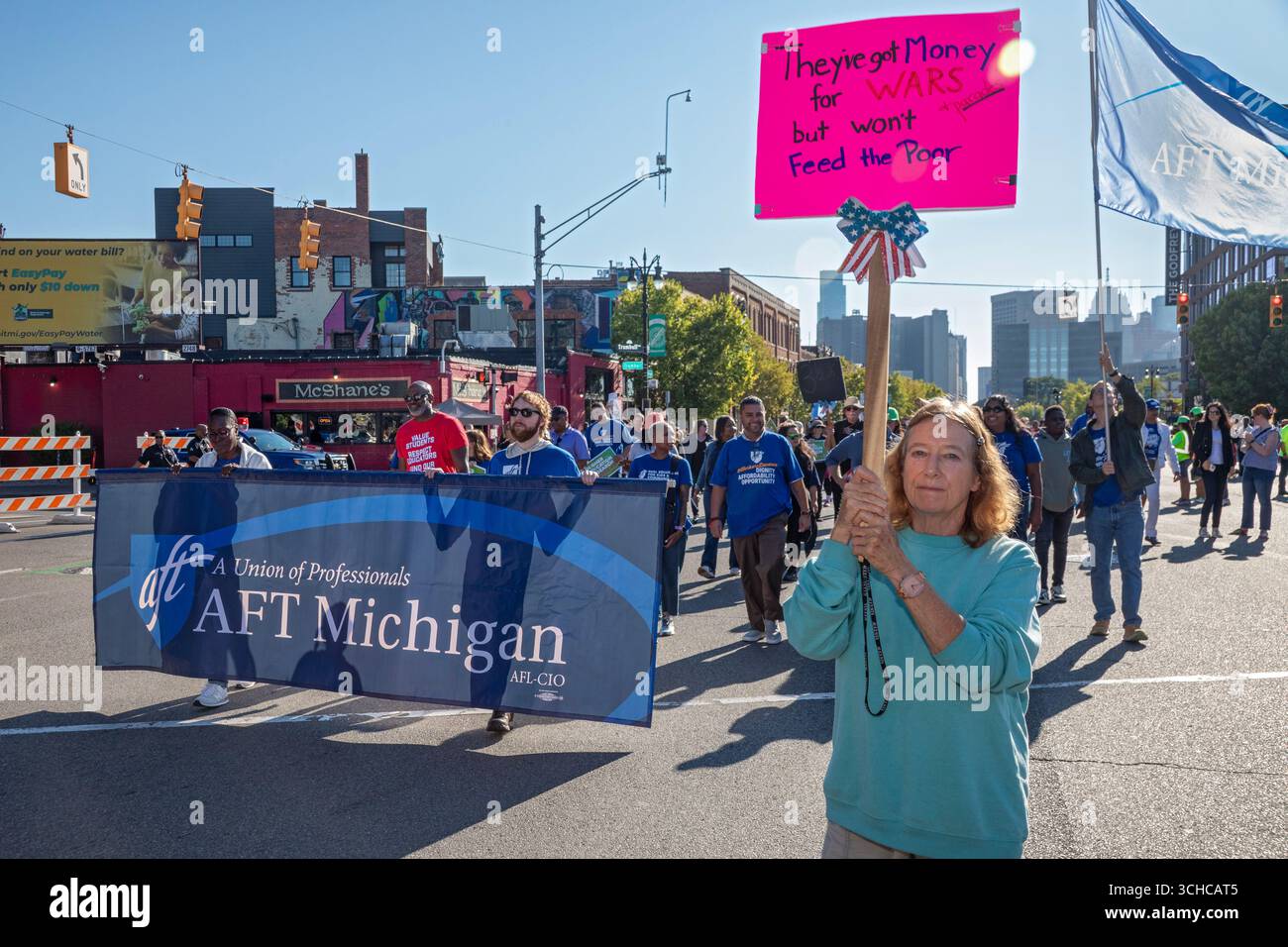 Detroit, Michigan, USA. 1st Sep, 2025. Union members march in Detroit's ...