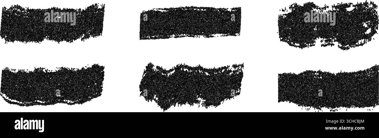 Grunge brush stroke collection. Rough textured grainy dirty stripe set ...