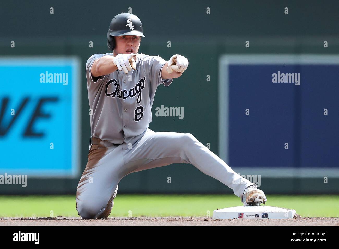 Chicago White Sox's Kyle Teel celebrates his double against the ...