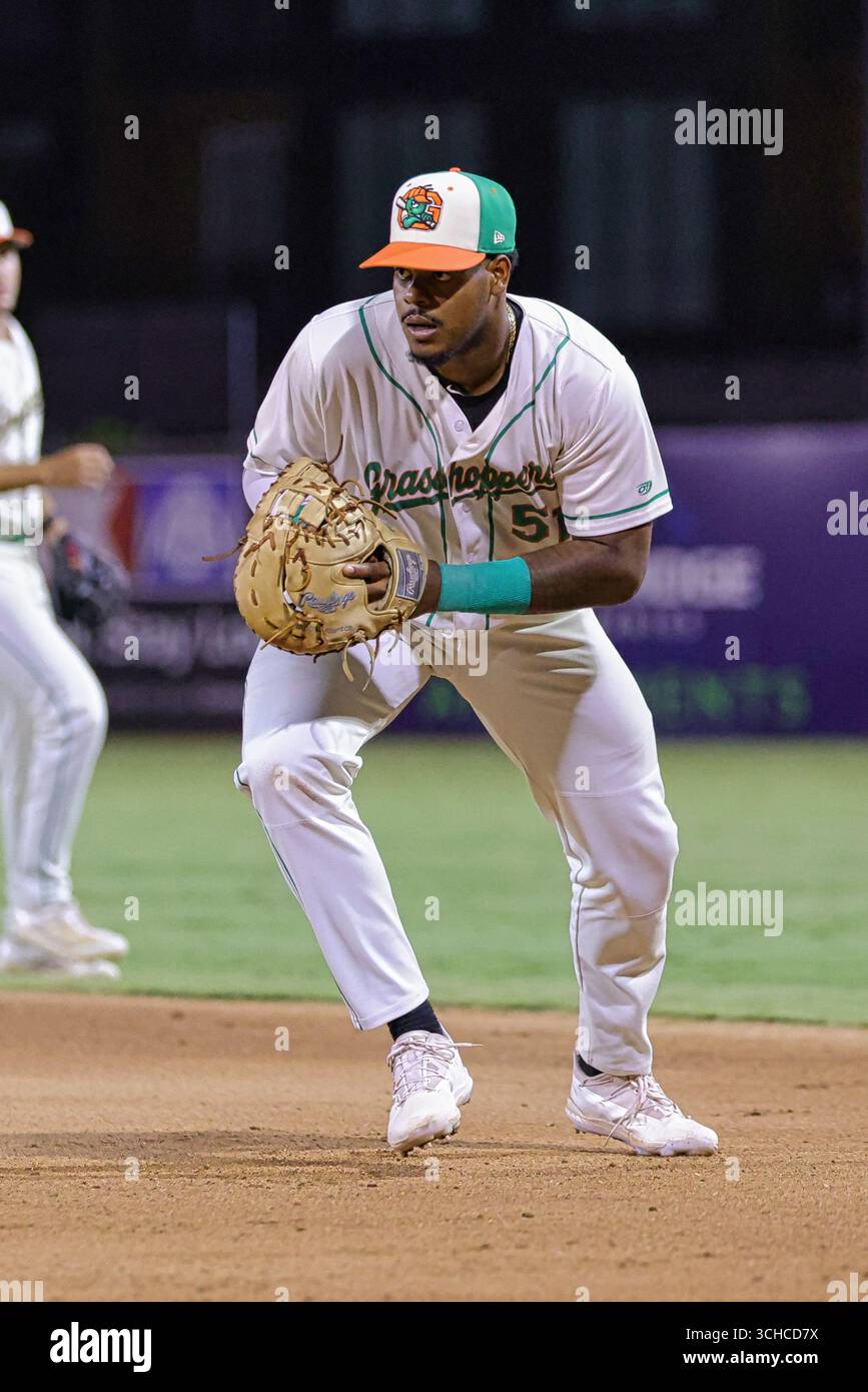 Greensboro, NC: Greensboro Grasshoppers first base Callan Moss (51 ...