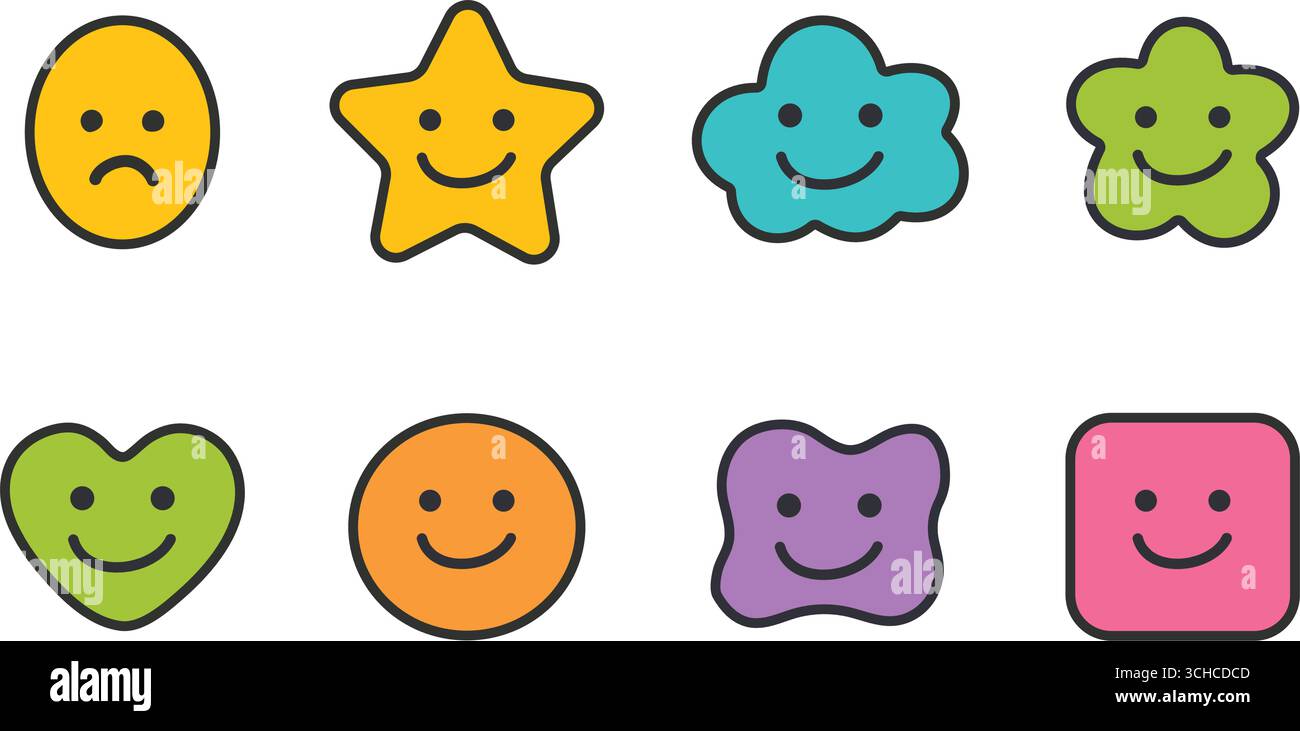 Doodle cute faces set Stock Vector Images - Alamy