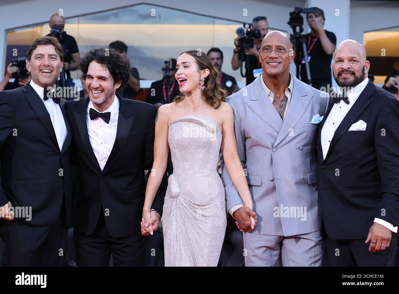 David Koplan, Benny Safdie, Emily Blunt, Dwayne Johnson and Mark Kerr ...