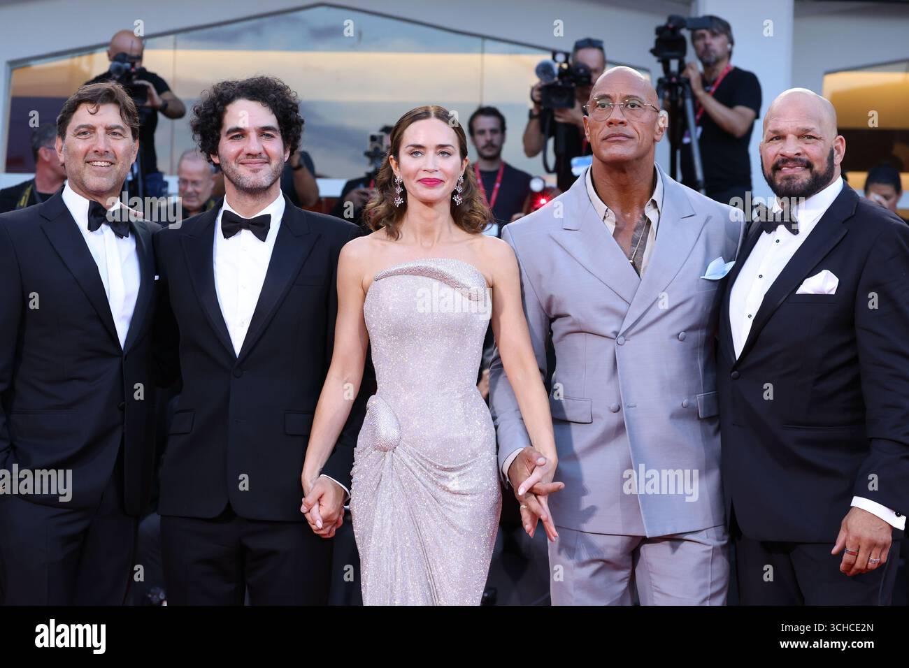 David Koplan, Benny Safdie, Emily Blunt, Dwayne Johnson and Mark Kerr ...