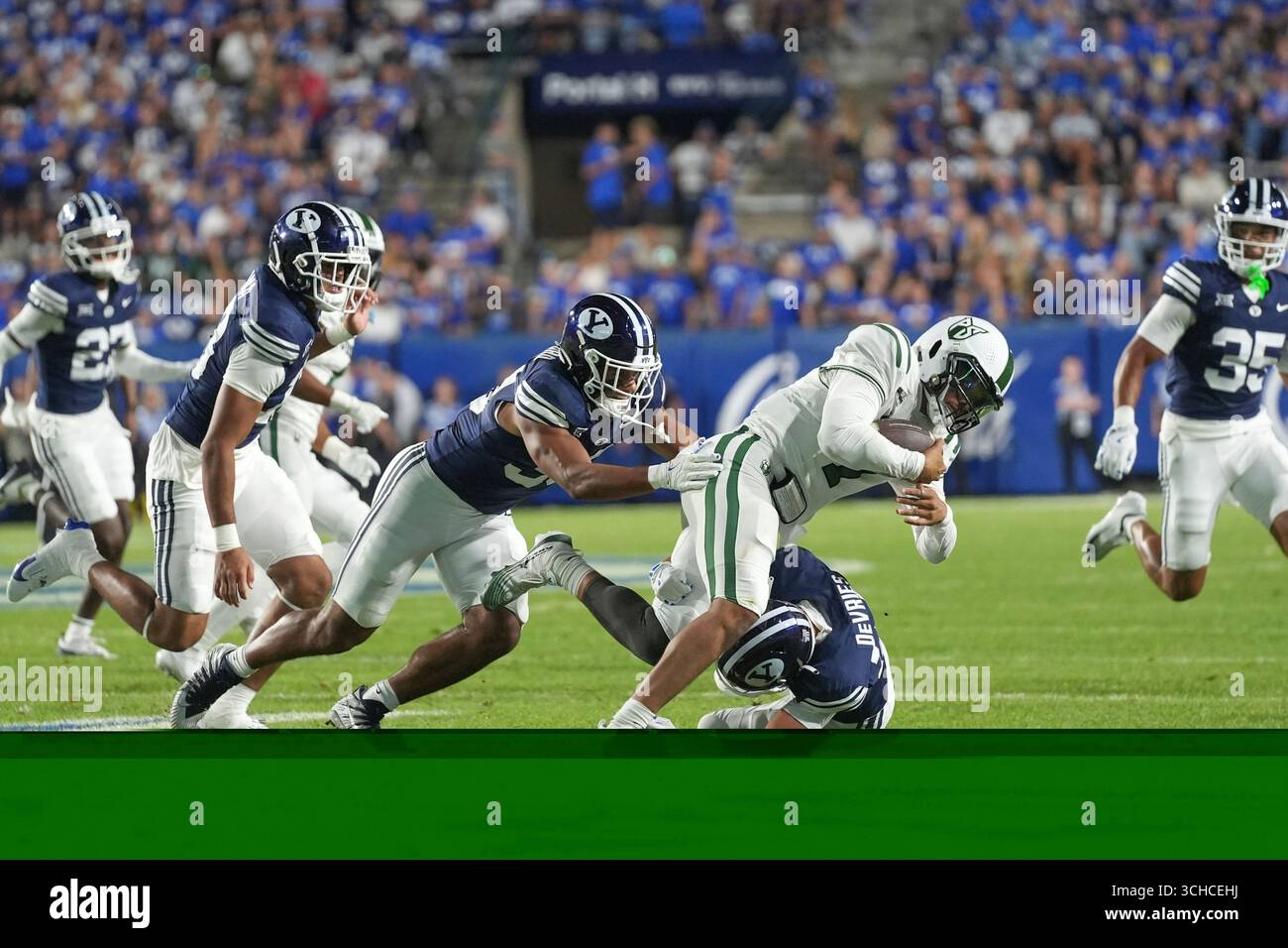 PROVO, UT - AUGUST 30: Safety Crew Clark #39, and Cornerback Cannon ...