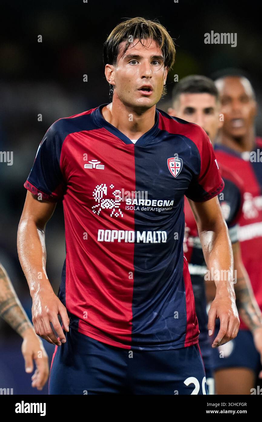 Gennaro Borrelli of Cagliari Calcio looks on during the serie Serie A Enilive match between SSC ...