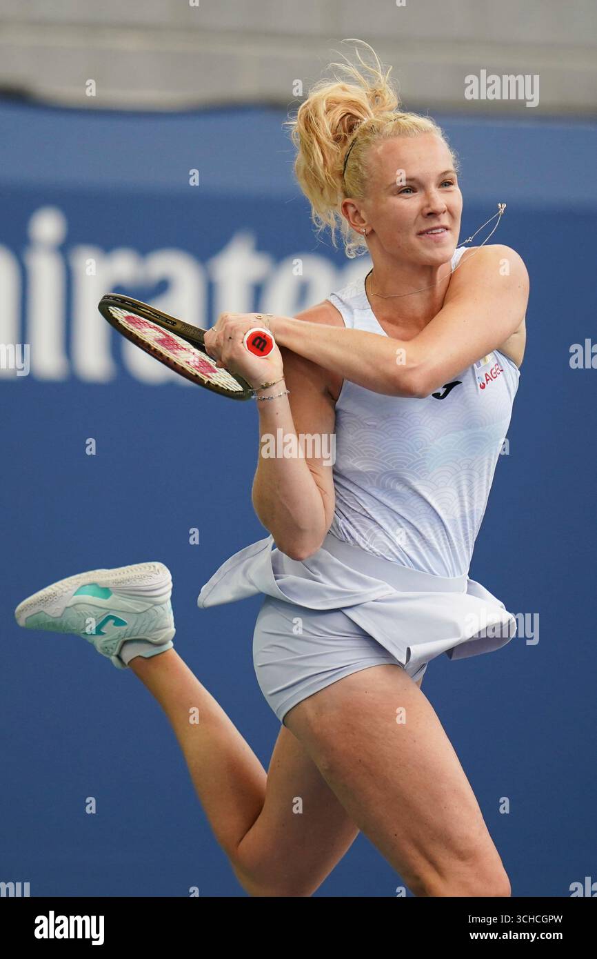 Katerina Siniakova of Czechia during the first round of the U.S. Open ...