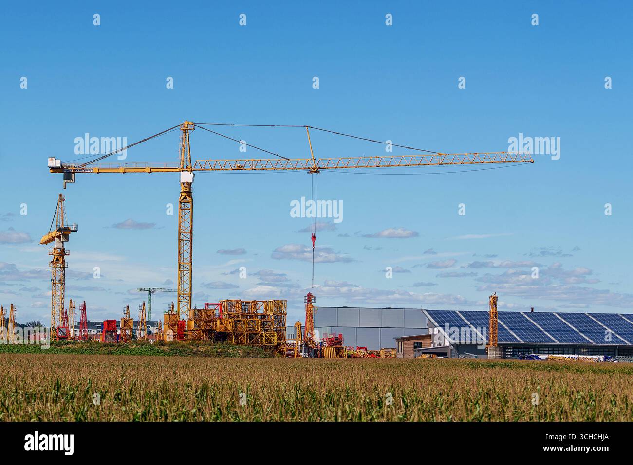 Mindelheim, Bavaria, Germany - August 31, 2025: Several construction ...