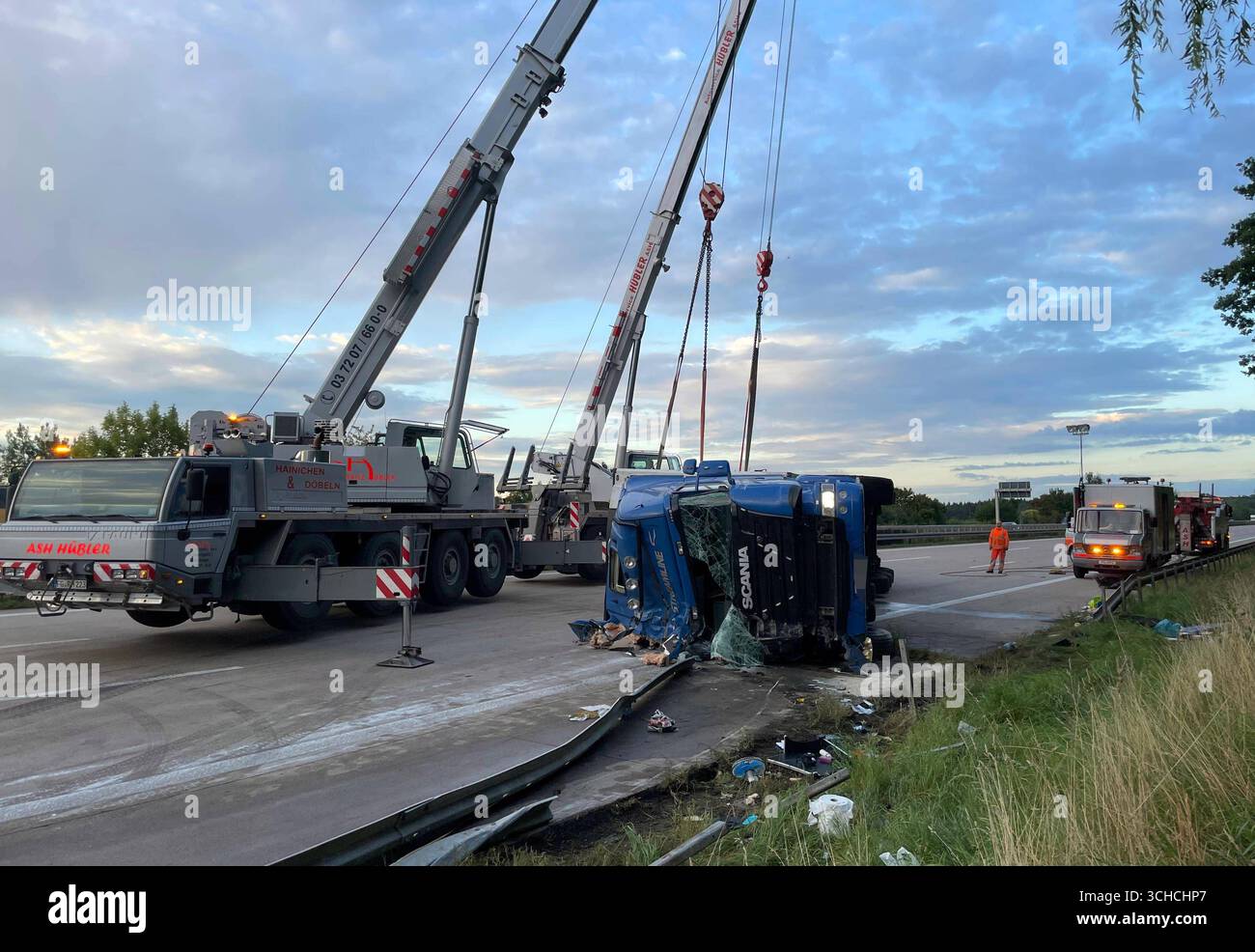 LKW Unfall A4 30.08.2025, Hainichen, Die A4, Richtung Frankfurt ist zwischen Hainichen und ...