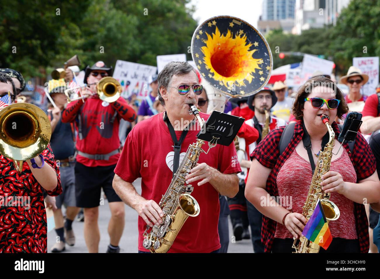 Hundreds gathered to protest President Donald Trump during the Memorial ...