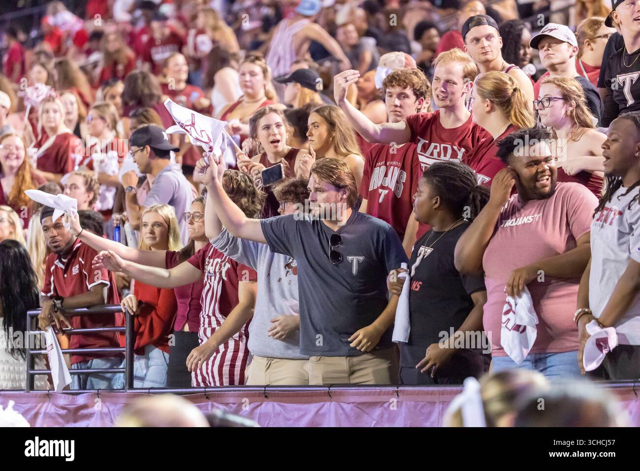 Troy fans cheer during an NCAA football game against Nicholls State on ...
