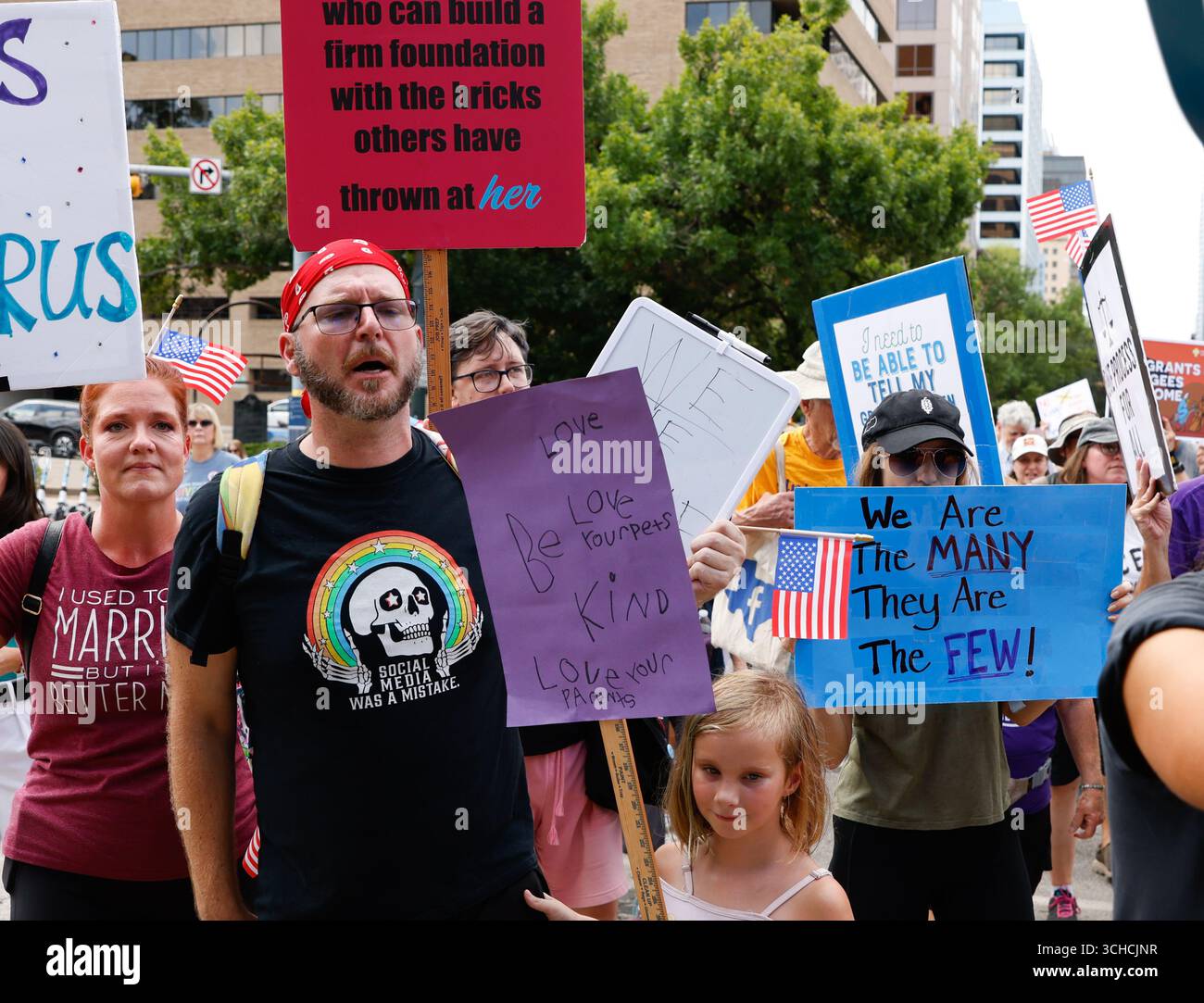 Hundreds gathered to protest President Donald Trump during the Memorial ...