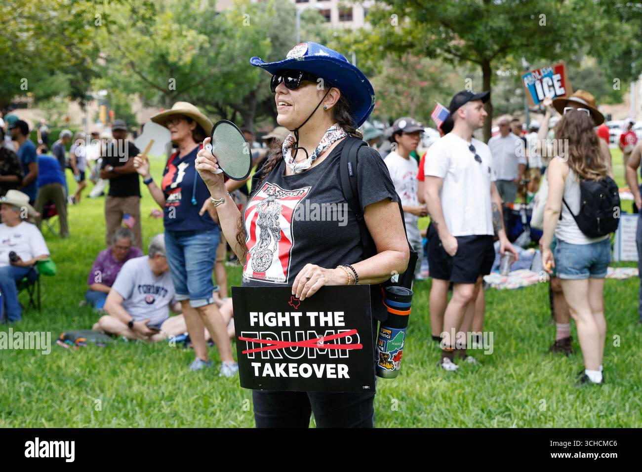 Hundreds gathered to protest President Donald Trump during the Memorial ...