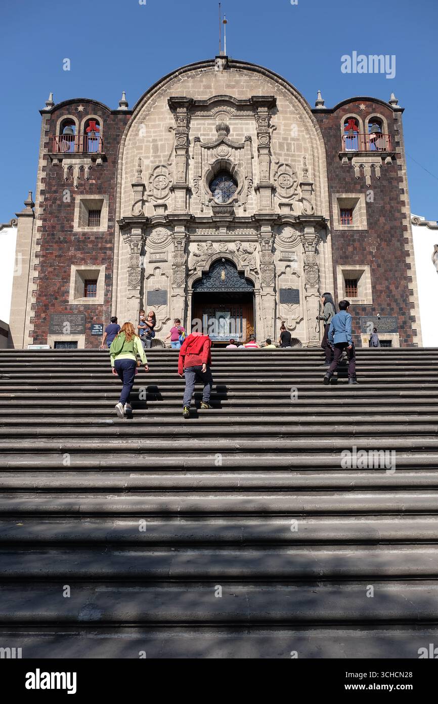 Historic church facade with baroque details in Mexico City, Mexico ...