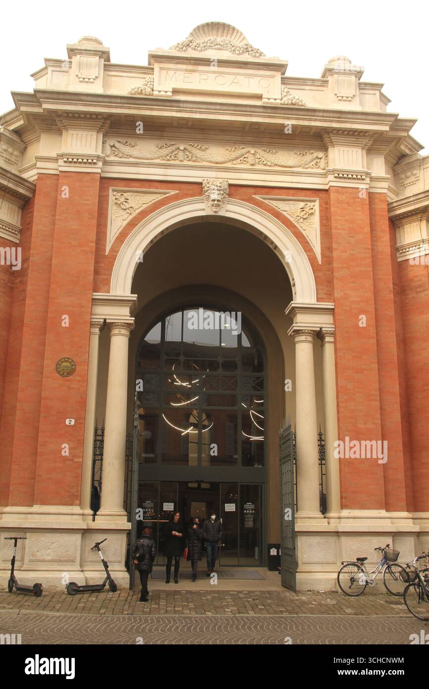 Ravenna, Italy. The impressive entrance to the Mercato Coperto (Covered ...