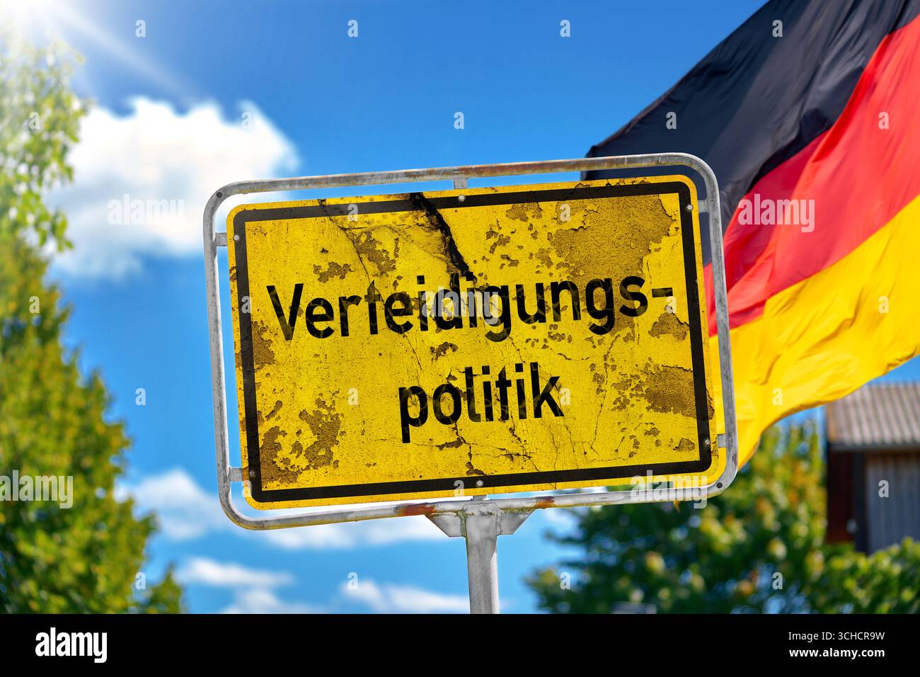 Germany - August 31, 2025: Photo montage, An old sign with the words ...