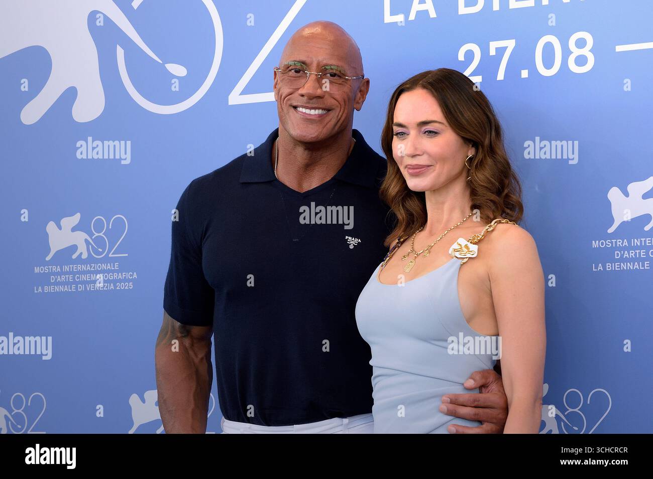 Dwayne Johnson and Emily Blunt attends "The Smashing Machine" photocall ...