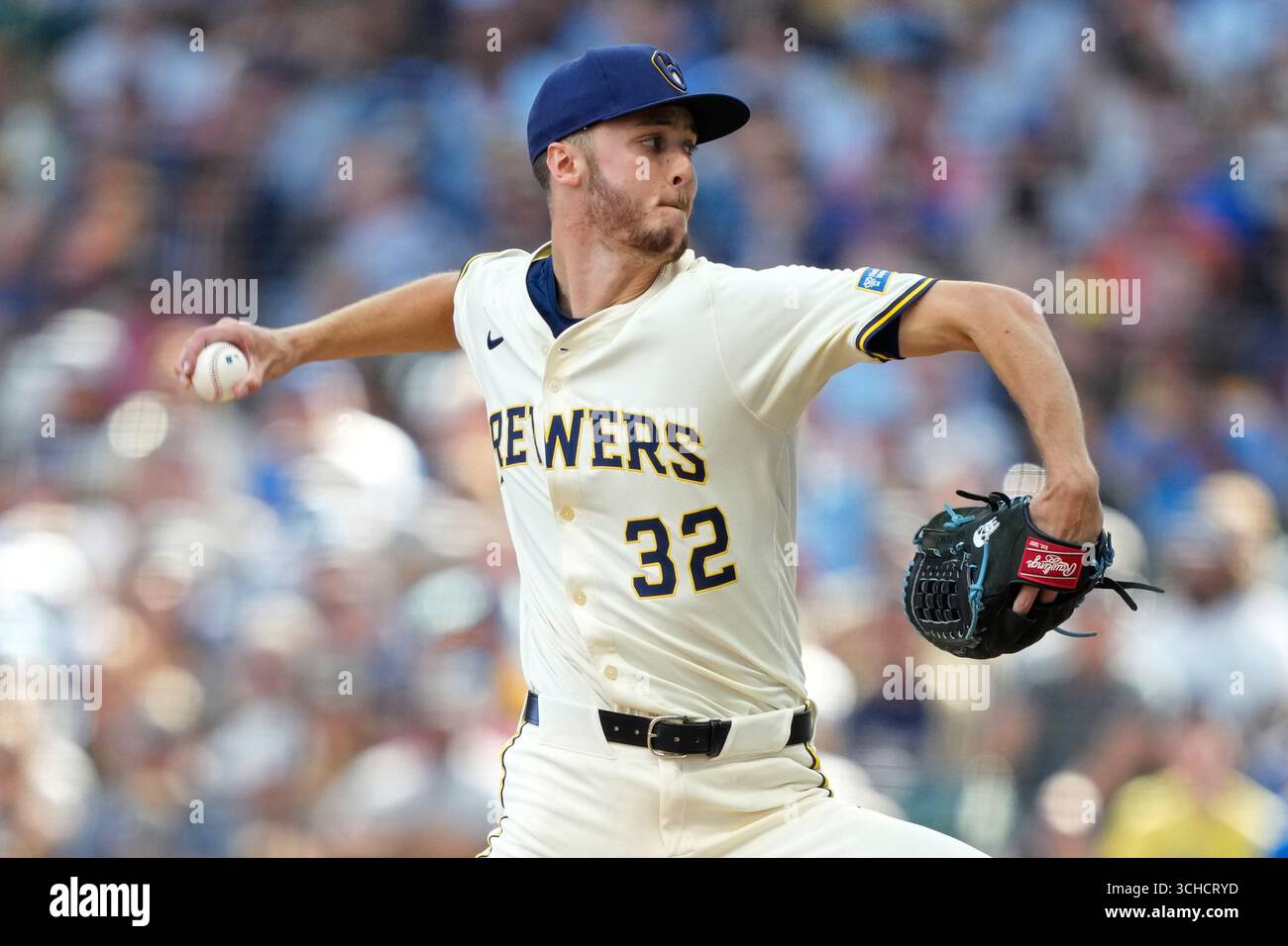 Milwaukee Brewers pitcher Jacob Misiorowski throws during the first ...