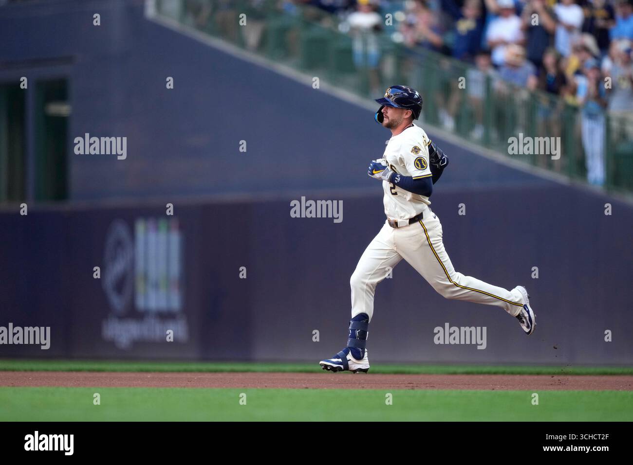 Milwaukee Brewers second baseman Brice Turang runs the bases after ...