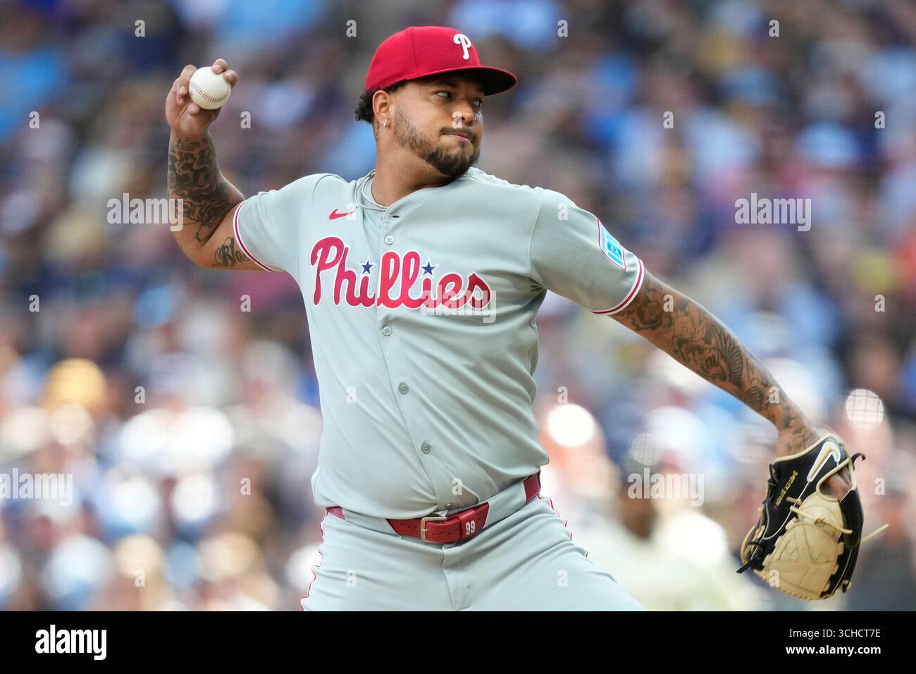 Philadelphia Phillies pitcher Taijuan Walker throws during the first inning of a baseball game ...