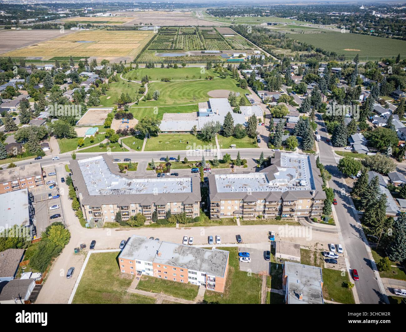 Drone aerial of Greystone Heights, a residential neighbourhood in ...