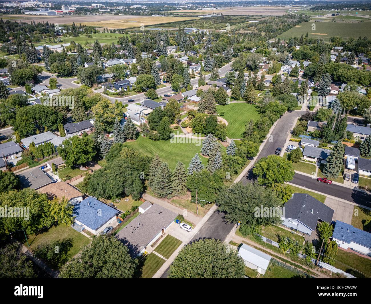 Drone aerial of Greystone Heights, a residential neighbourhood in ...