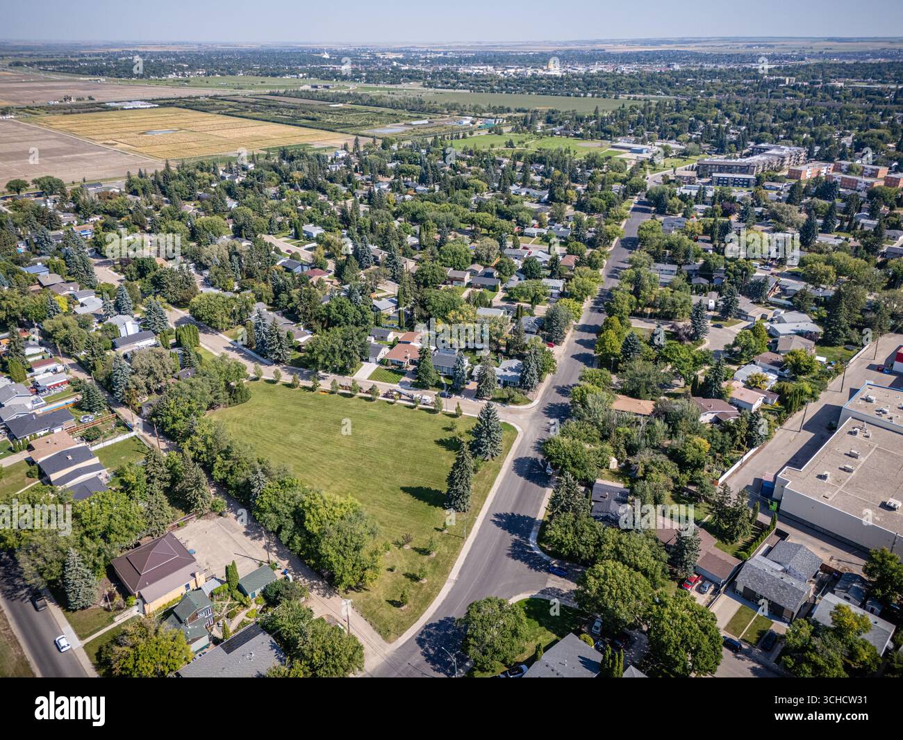 Drone aerial of Greystone Heights, a residential neighbourhood in ...