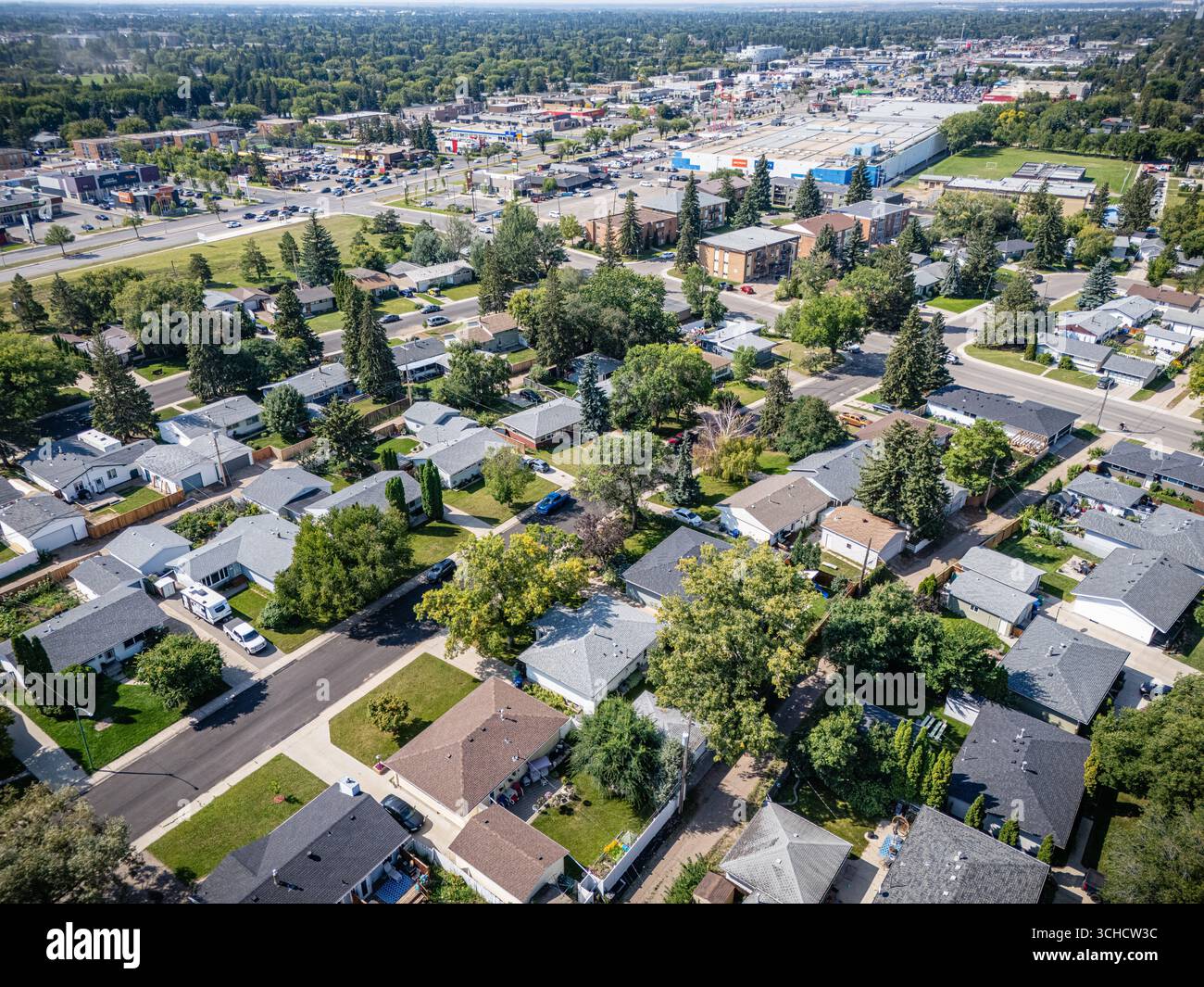 Drone aerial of Greystone Heights, a residential neighbourhood in ...