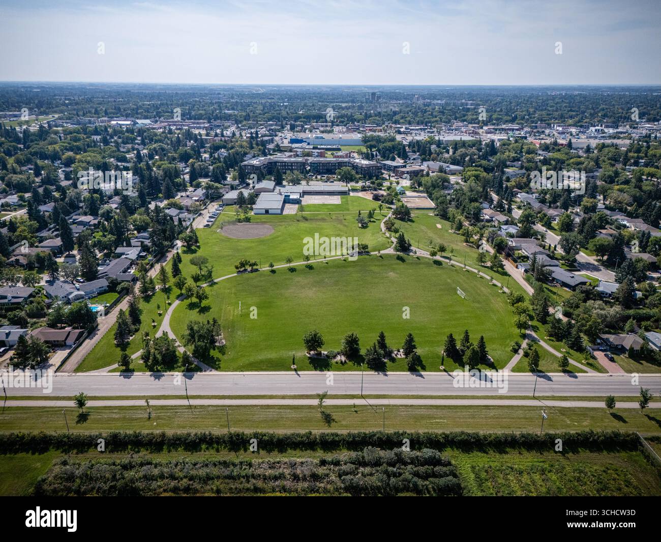 Drone aerial of Greystone Heights, a residential neighbourhood in ...