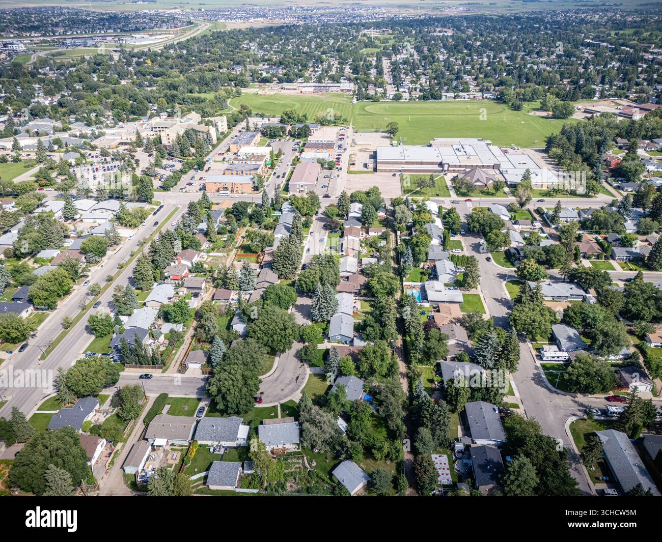 Drone aerial of Greystone Heights, a residential neighbourhood in ...