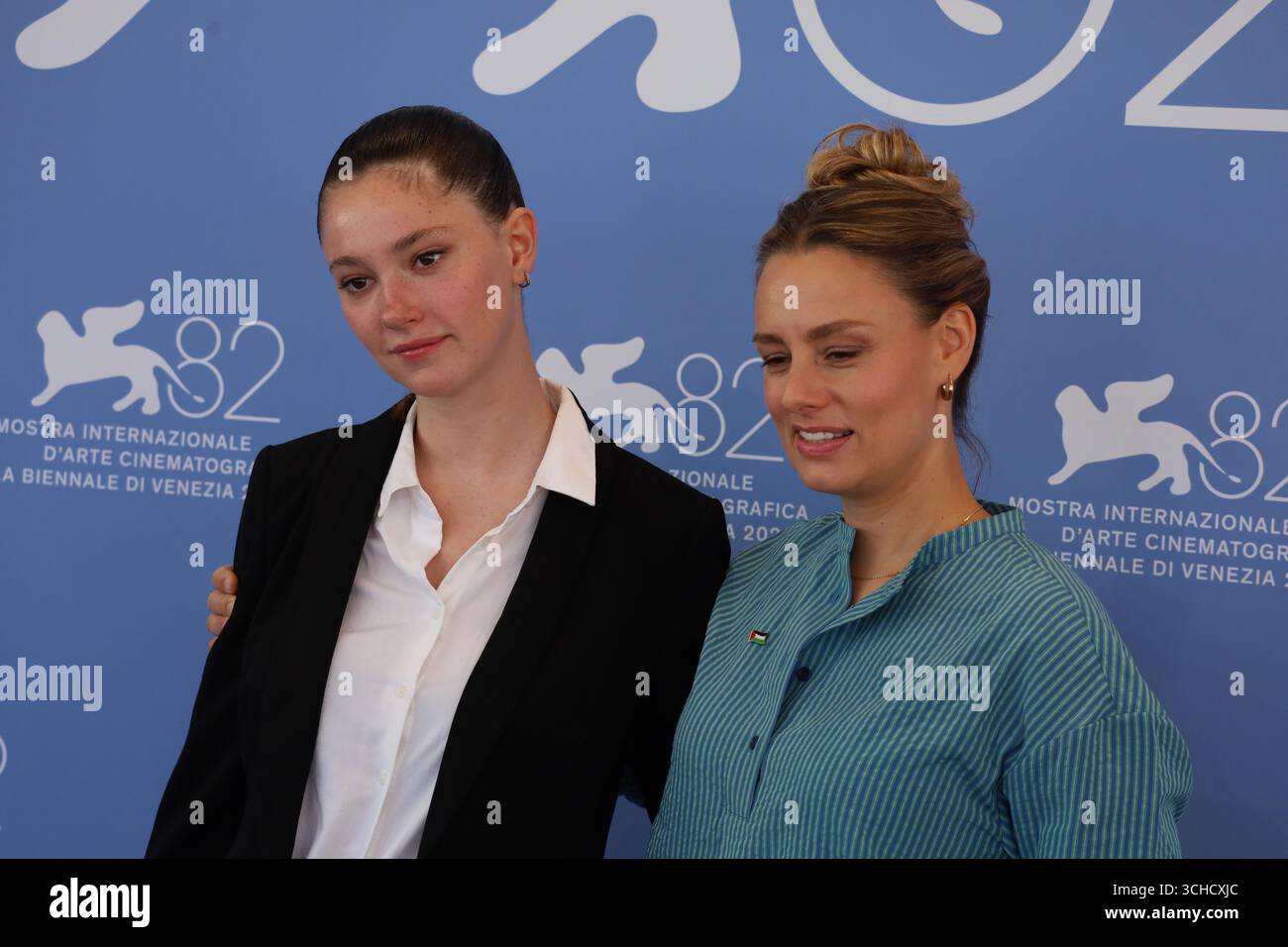 Venice, Italy, 1st September, 2025. Lila Gueneau and Marie-Elsa Sgualdo ...