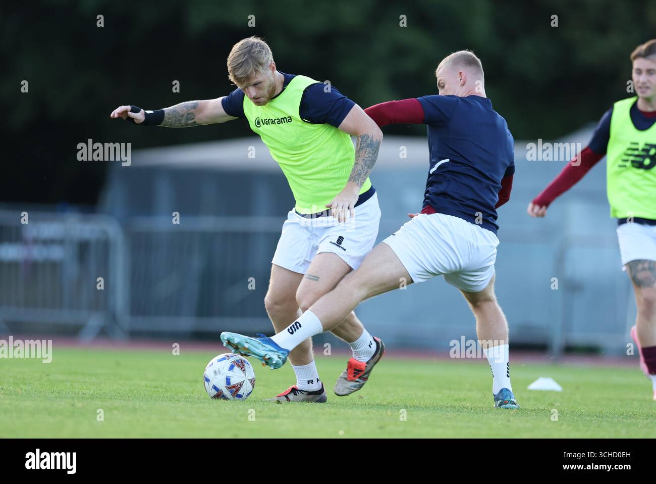 Joe Grimwood, of Chelmsford City, warming up before the match between ...