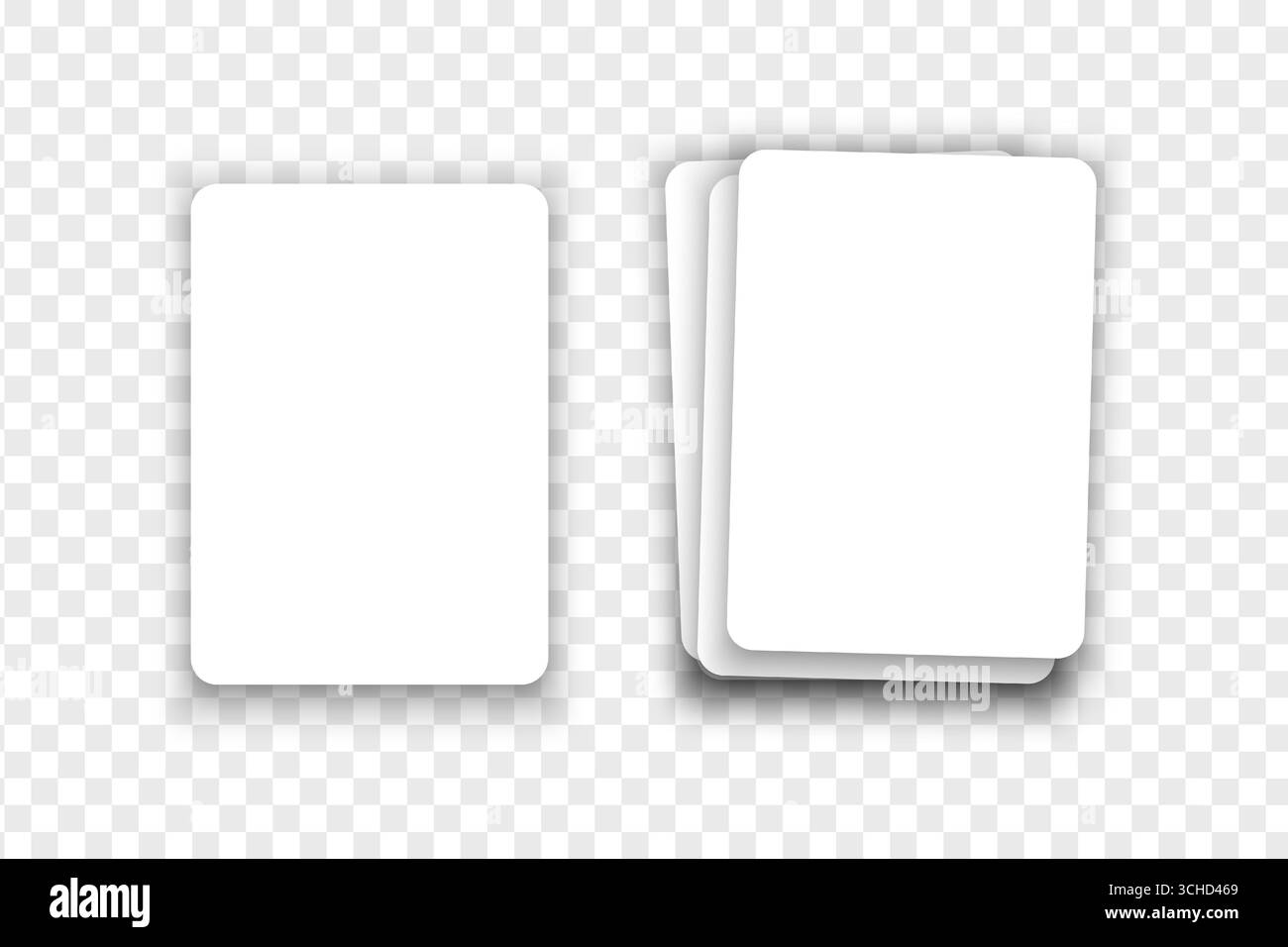 Blank white playing card and deck of cards in top view. Playcard ...