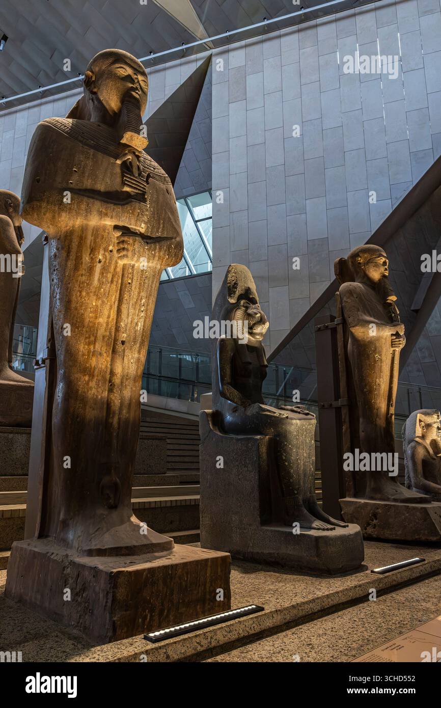 Grand Egyptian Museum(GEM), Grand Stair gallery, colossal statue of god ...