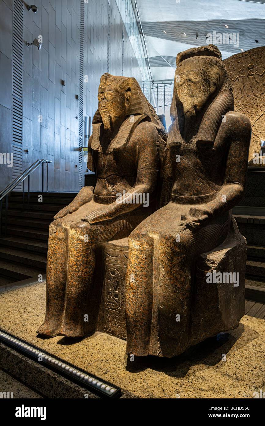 Grand Egyptian Museum(GEM), Grand Stair gallery, statue of king ...