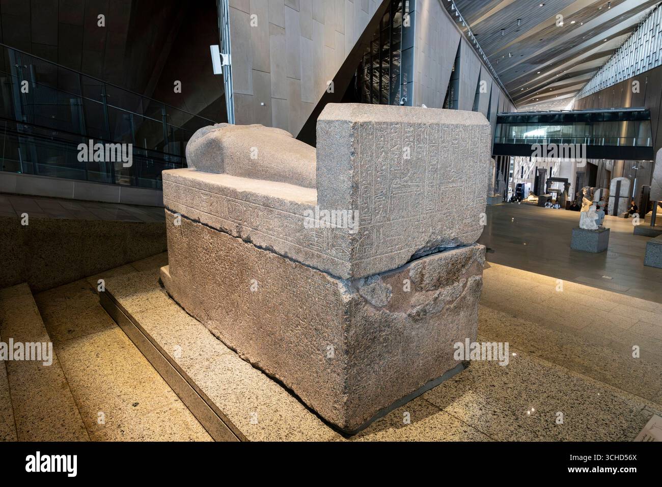 Grand Egyptian Museum(GEM), Grand Stair gallery, sarcophagus of ...