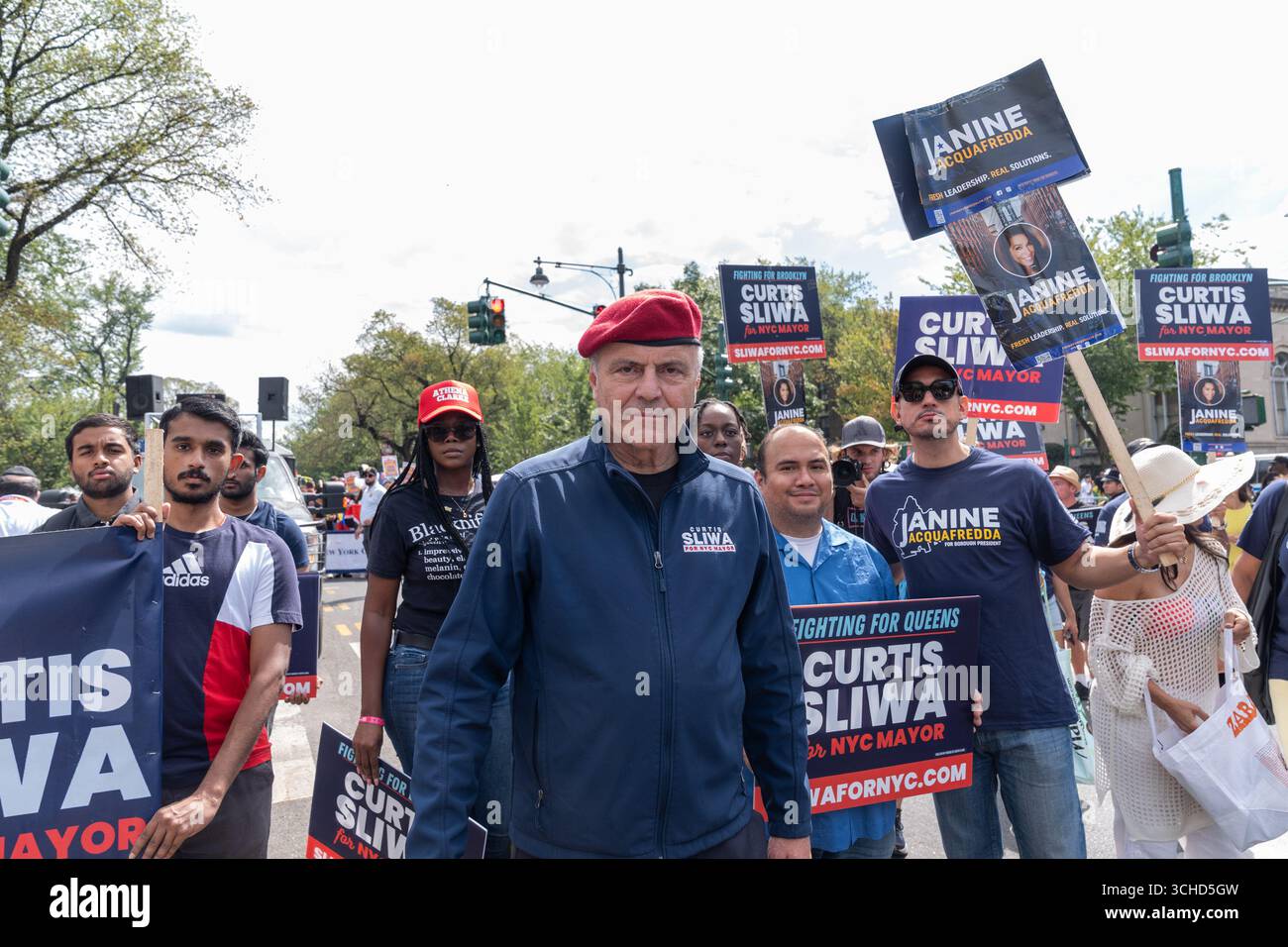 Republican mayoral candidate Curtis Sliwa walks West Indian American Day Carnival march on ...
