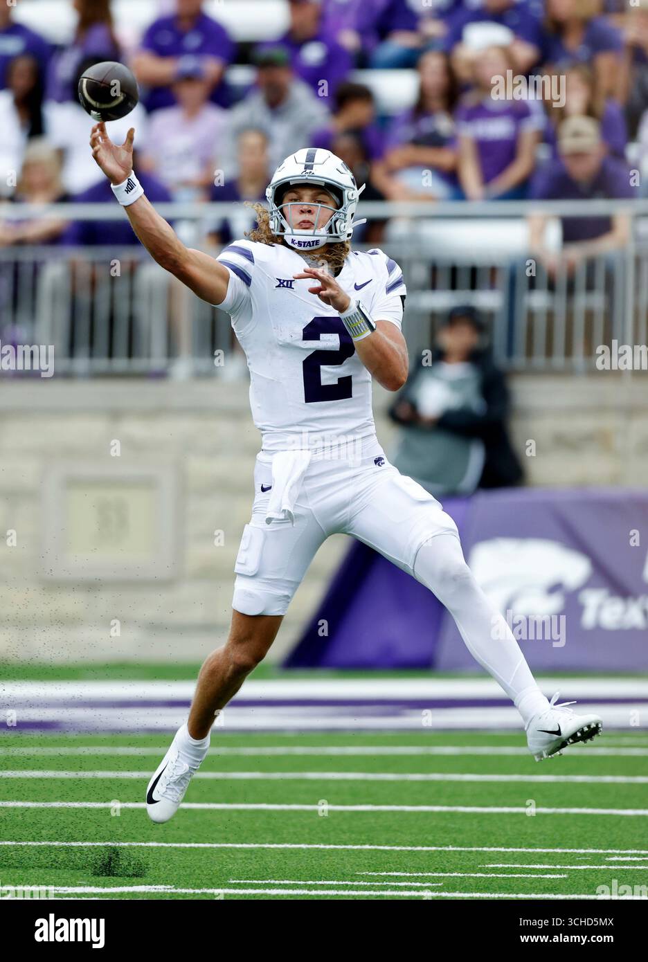 Kansas State quarterback Avery Johnson passes downfield during the ...