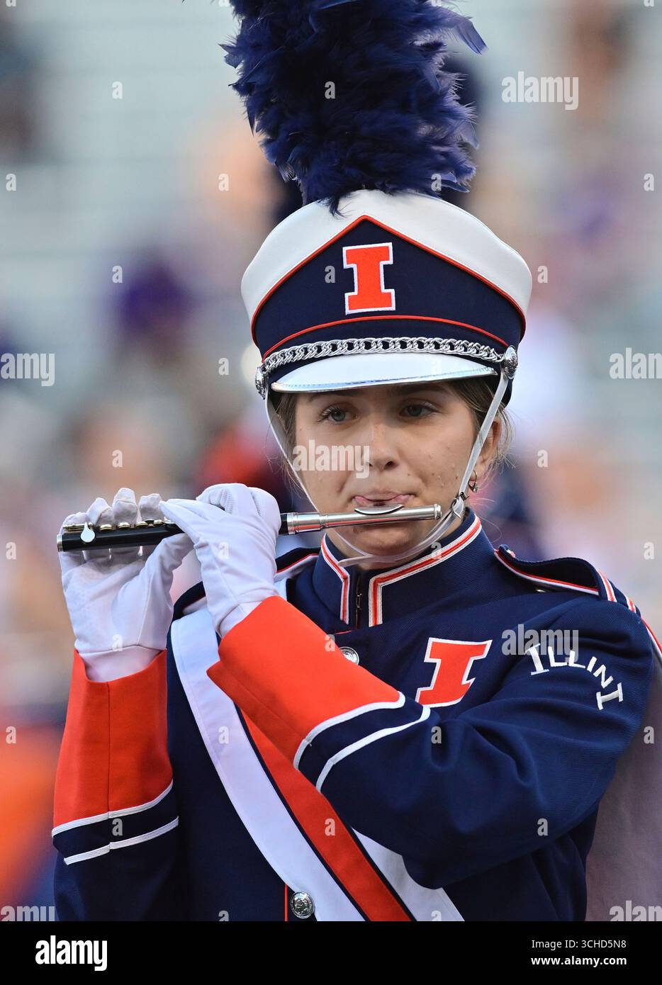 CHAMPAIGN, IL - AUGUST 29: A member of the Illini Marching Band as seen ...