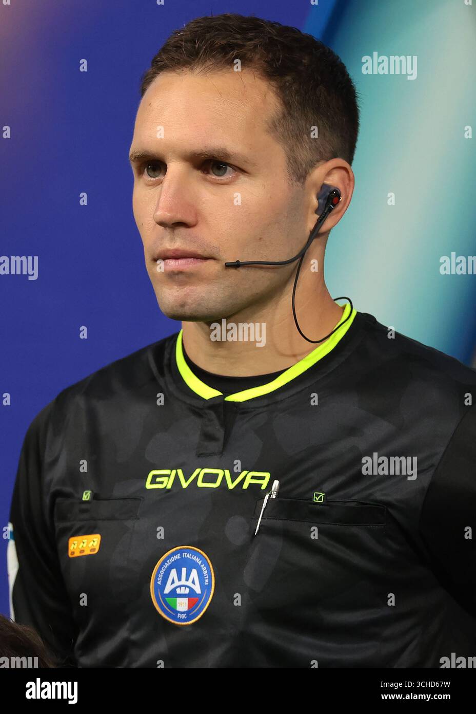 Turin, Italy, 24th August 2025. The Referee Matteo Marcenaro looks on ...