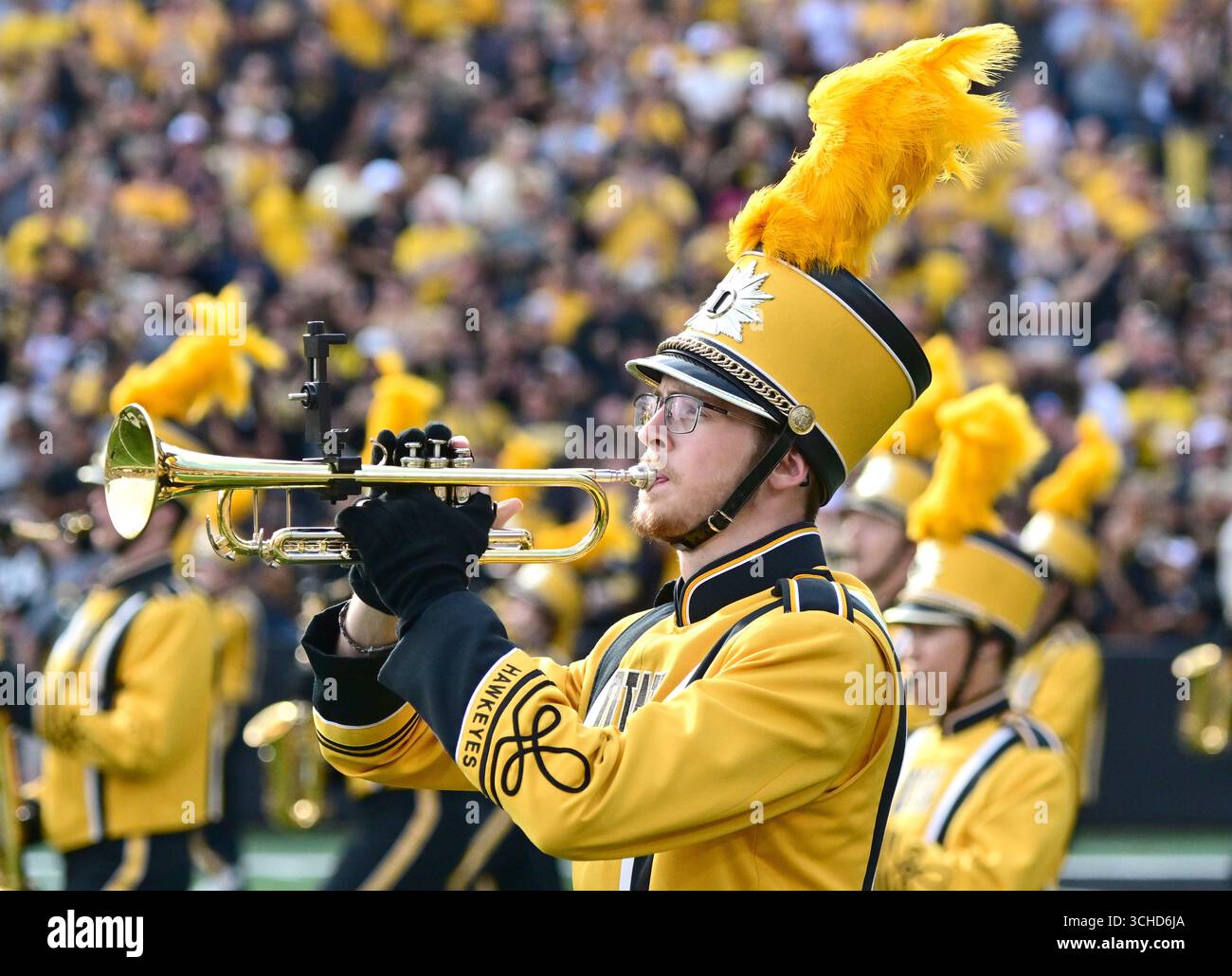 IOWA CITY, IA - AUGUST 30: The Hawkeyes Marching Band performs during a ...