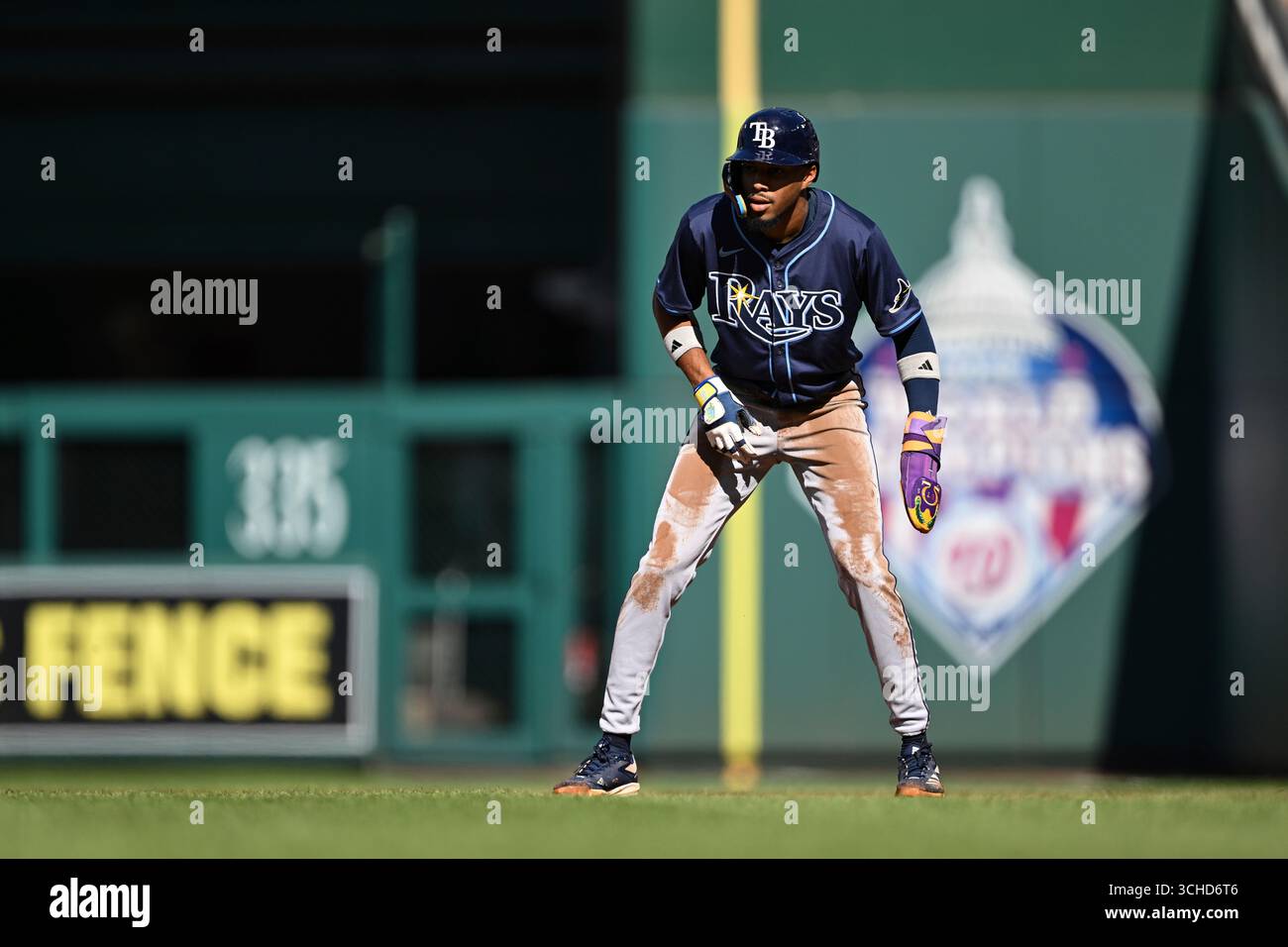 Tampa Bay Rays' Chandler Simpson takes a lead from first base during ...
