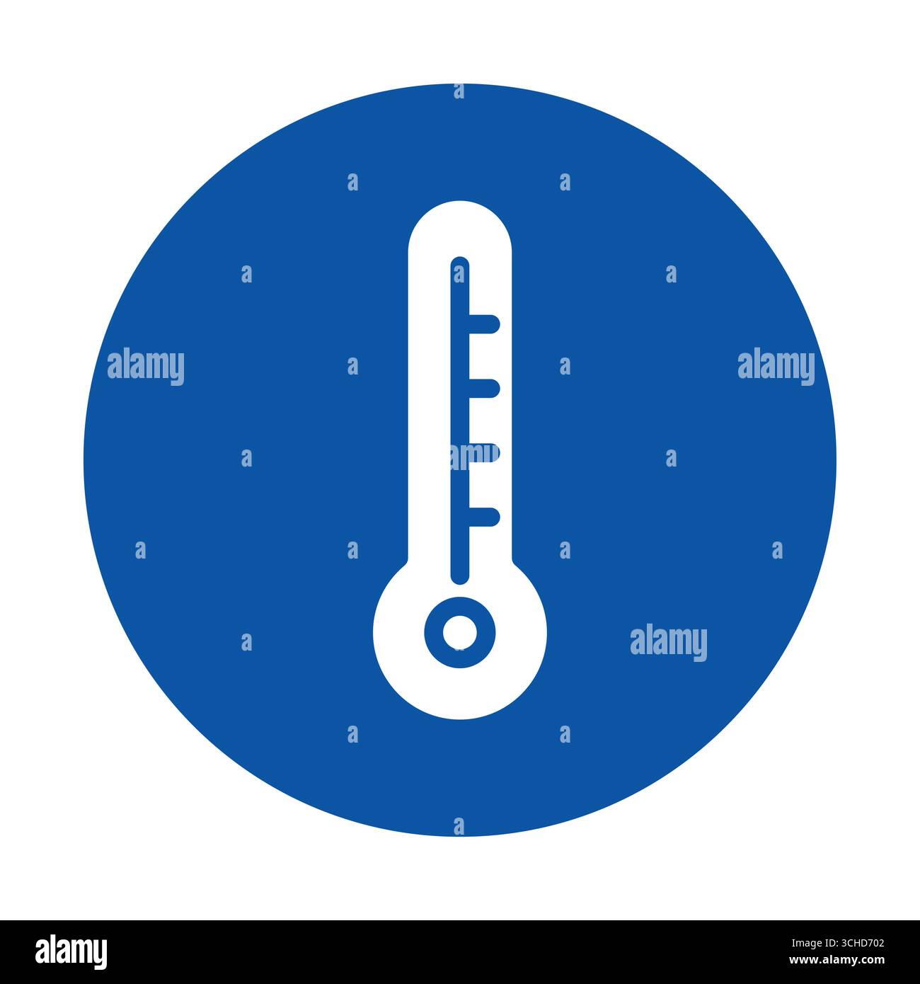 This image features a simple white thermometer icon set against a solid ...